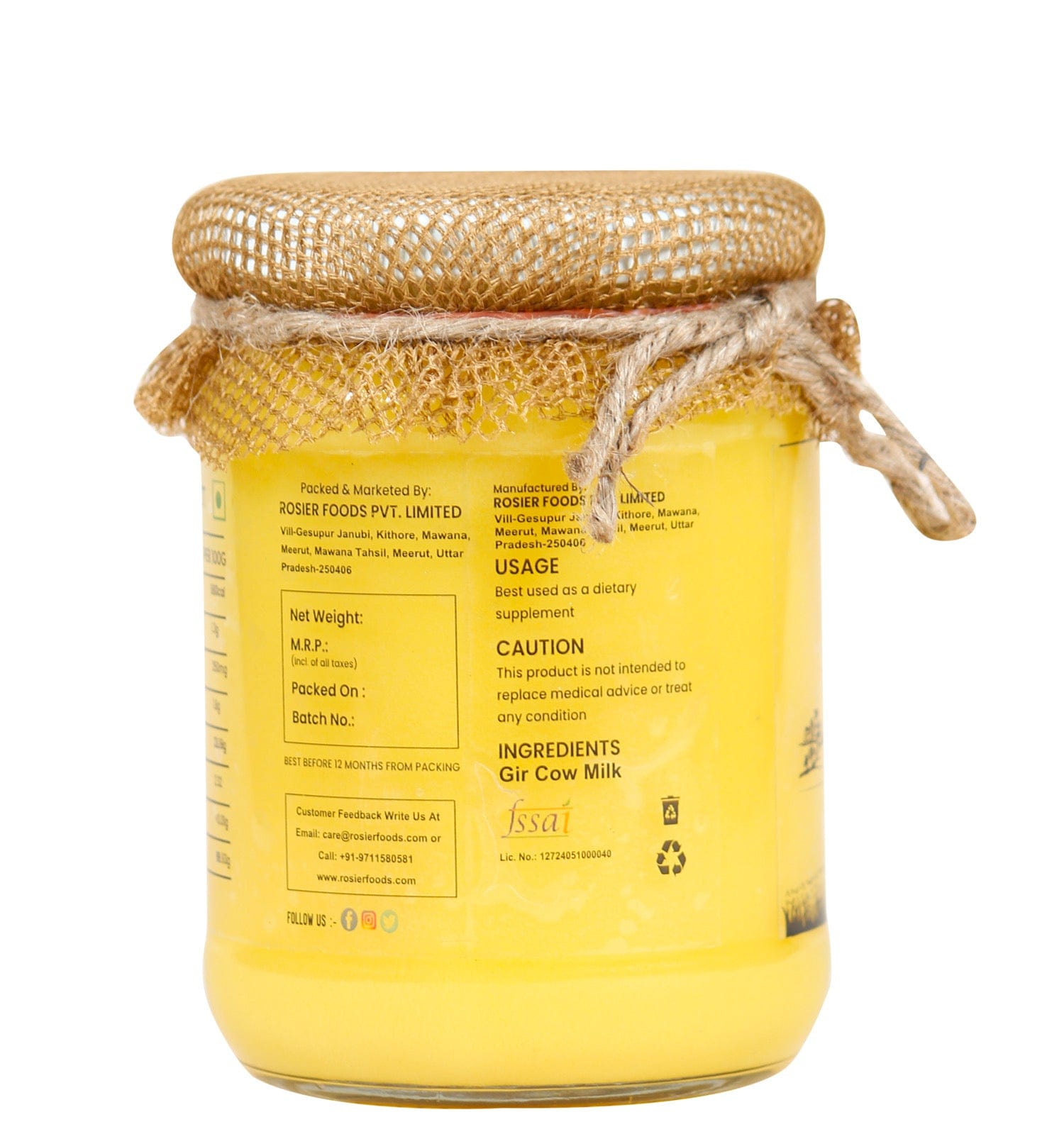 Gir Cow A2 ghee - Made From Curd – Rosier Foods